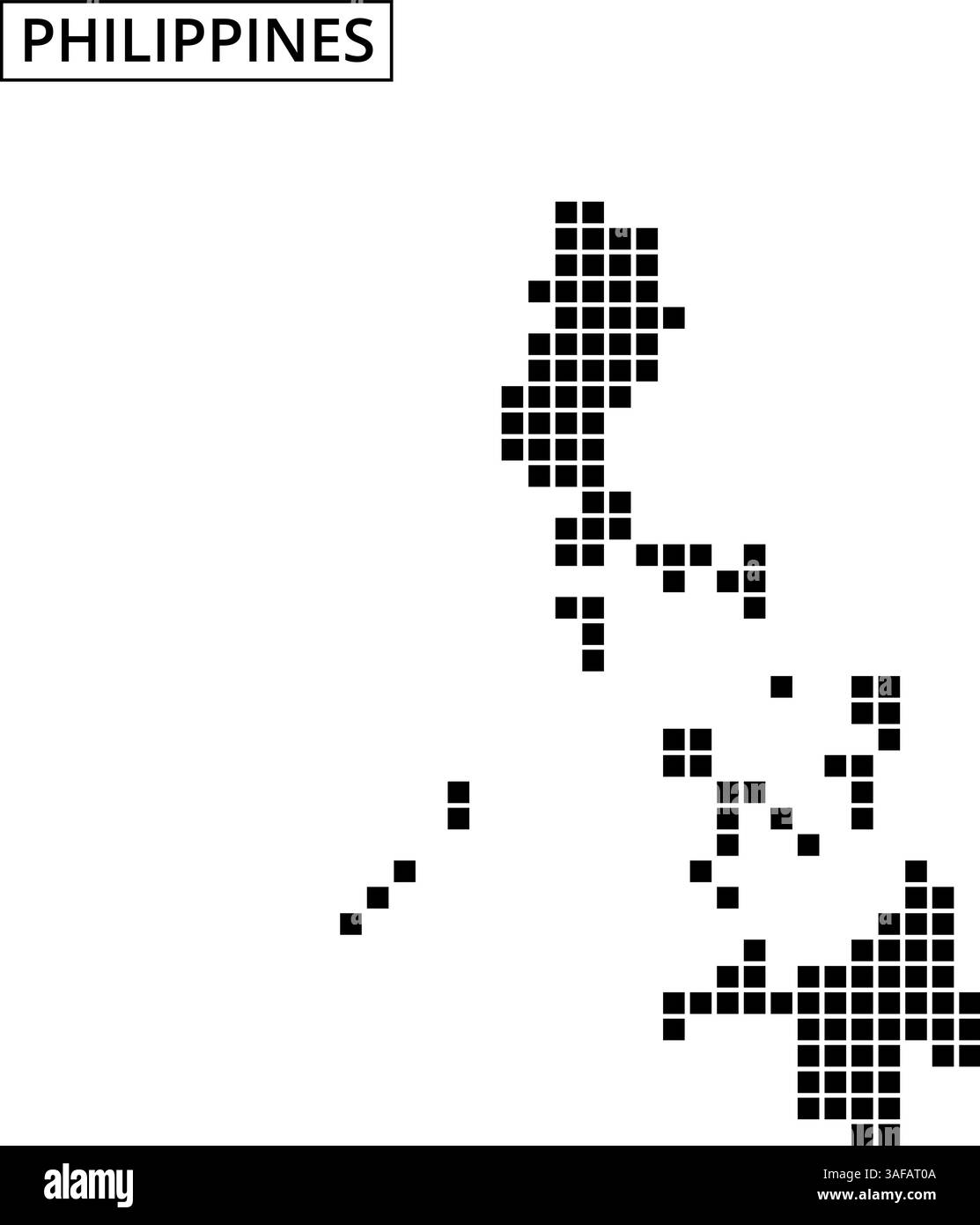 A dotted map representing the shape of the Philippines, focusing on its ...