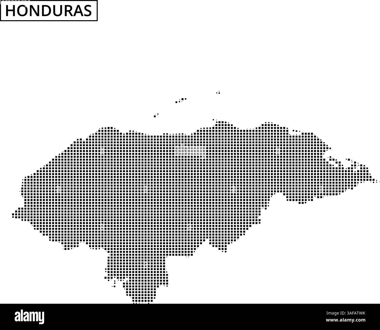 A detailed outline of Honduras created using a dot pattern, emphasizing ...