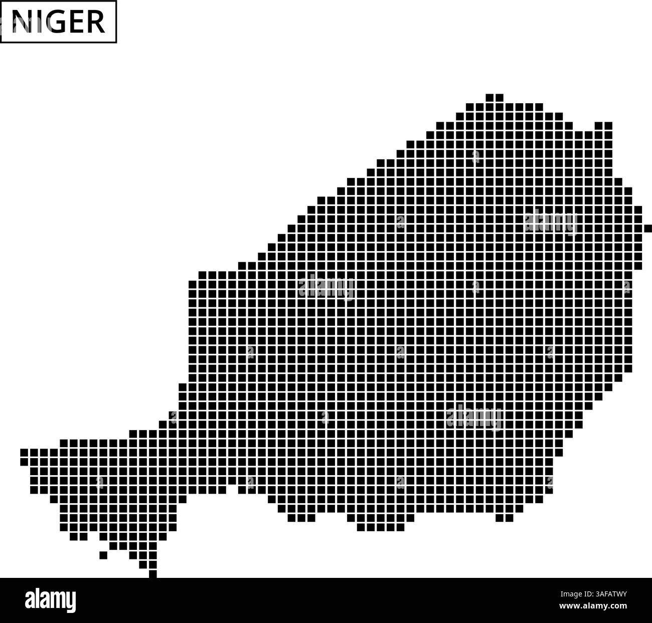 A dotted representation of Niger showcases the country's shape and ...