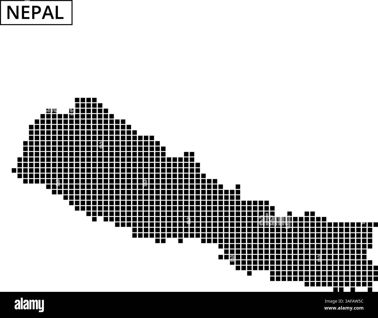 A map of Nepal illustrating the country’s outline and geographic ...