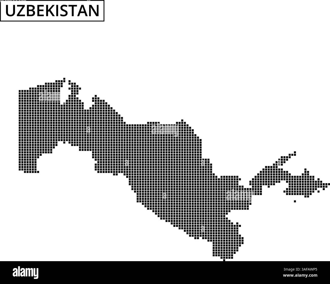The artistic representation of Uzbekistan's map features a dotted ...