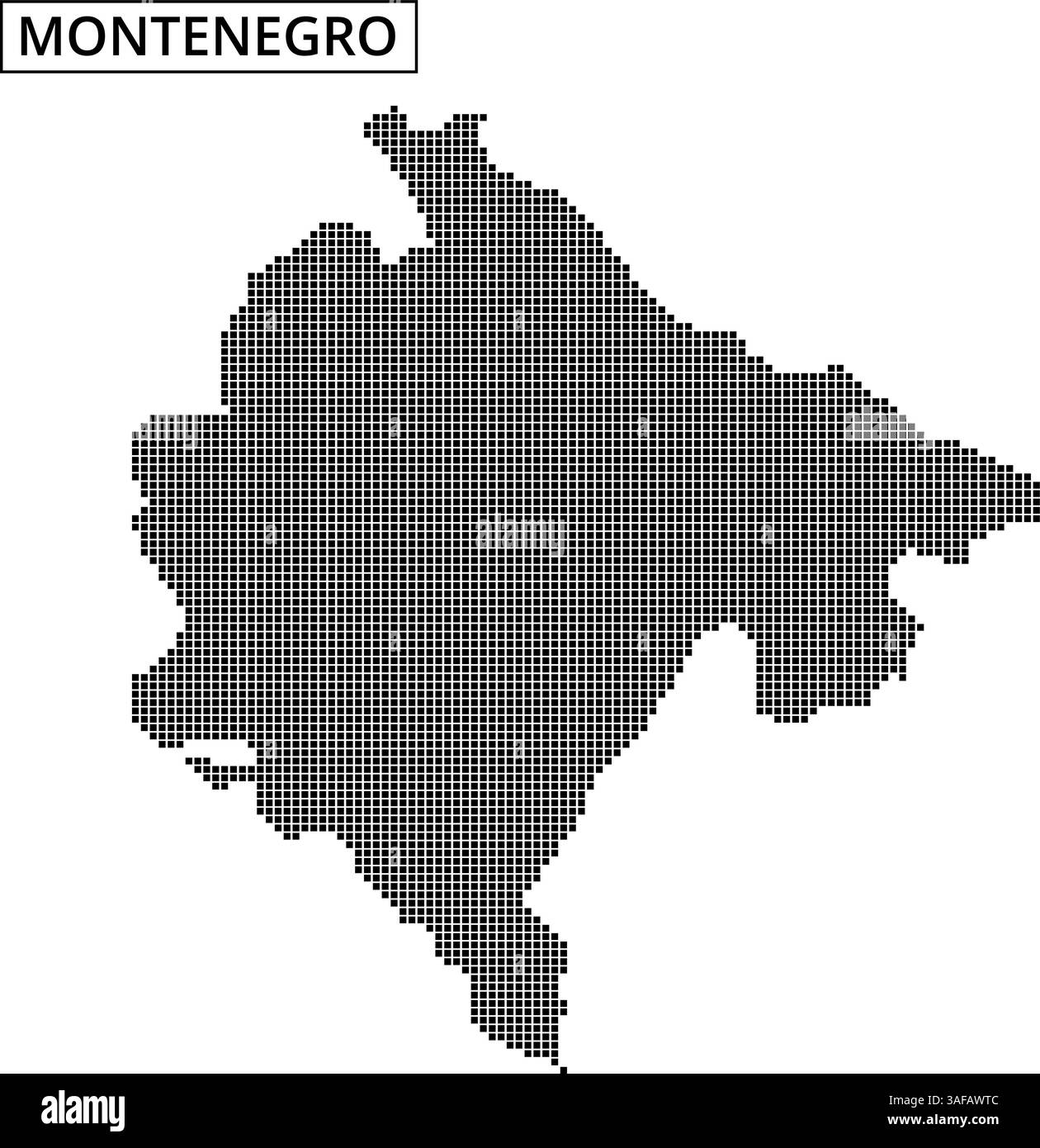 Montenegro is represented with a dotted outline on a clear background ...