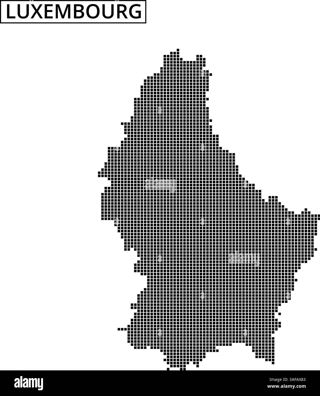 This map displays Luxembourg's outline in a unique dotted design ...