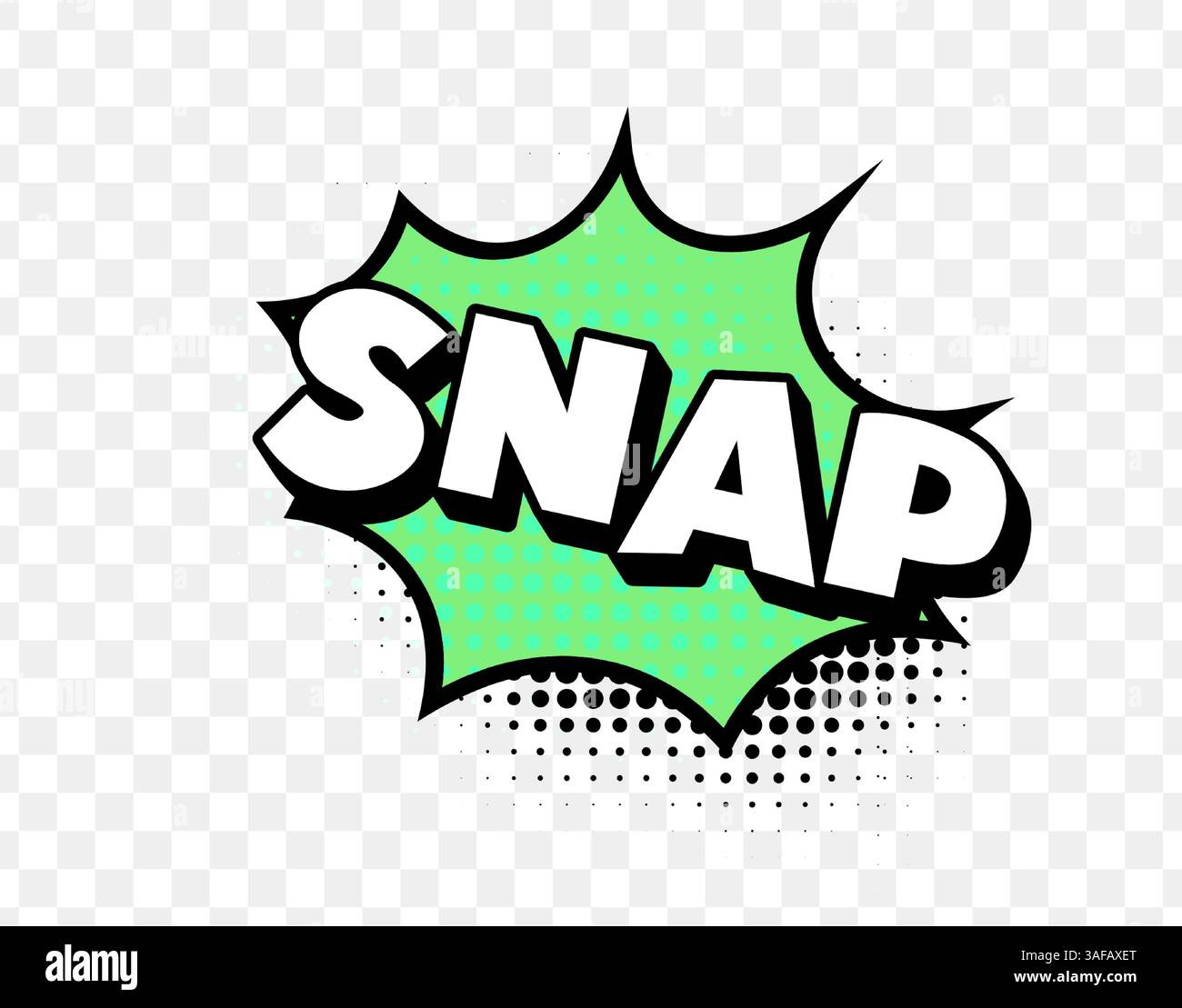 Snap Comic Style Pop Art Text in Green Bubble with Bold White Letters and Halftone Effect. Fun ...