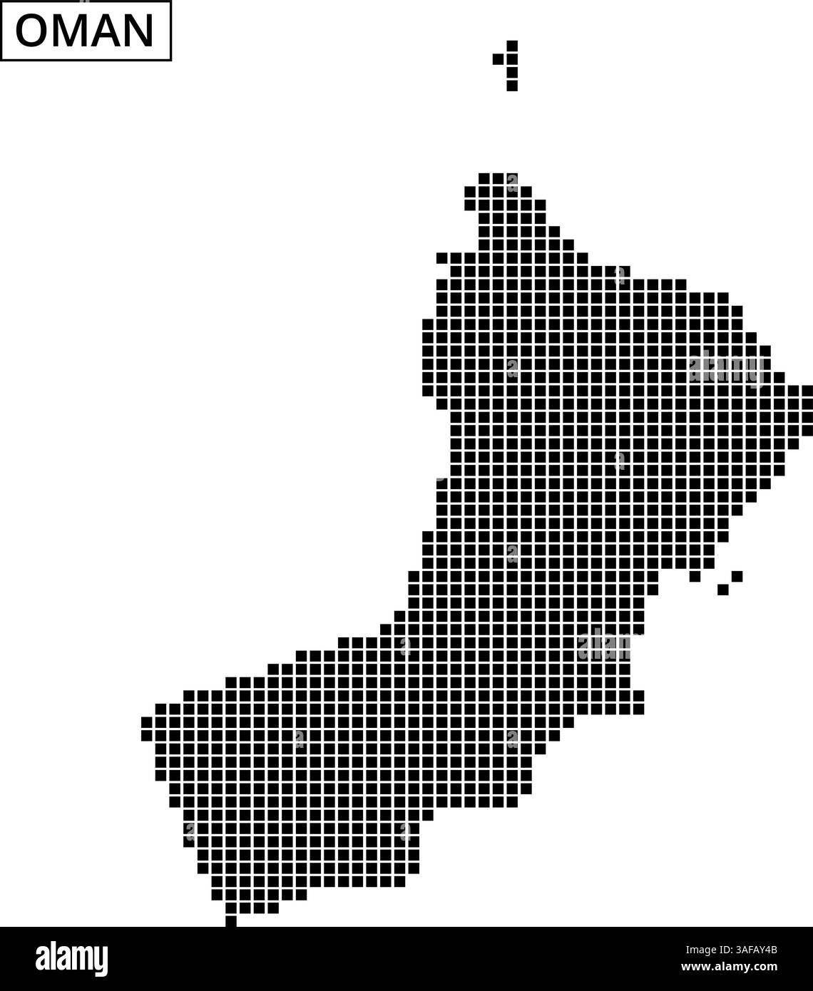 A detailed outline of Oman illustrated with a dotted texture ...