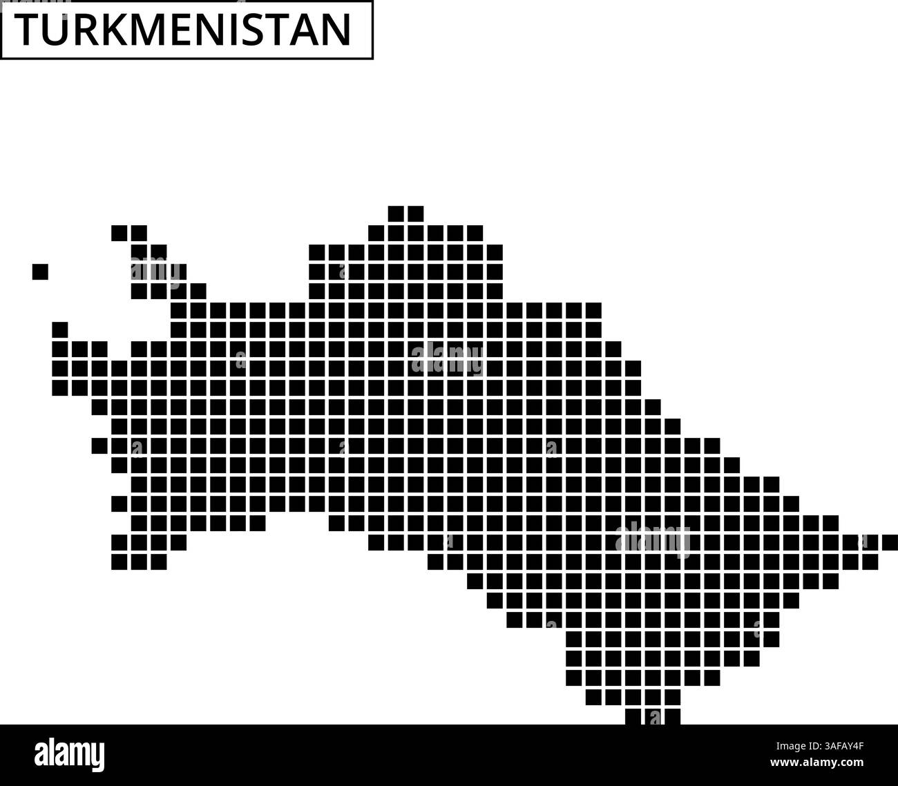 The distinctive outline of Turkmenistan is created using a dotted ...