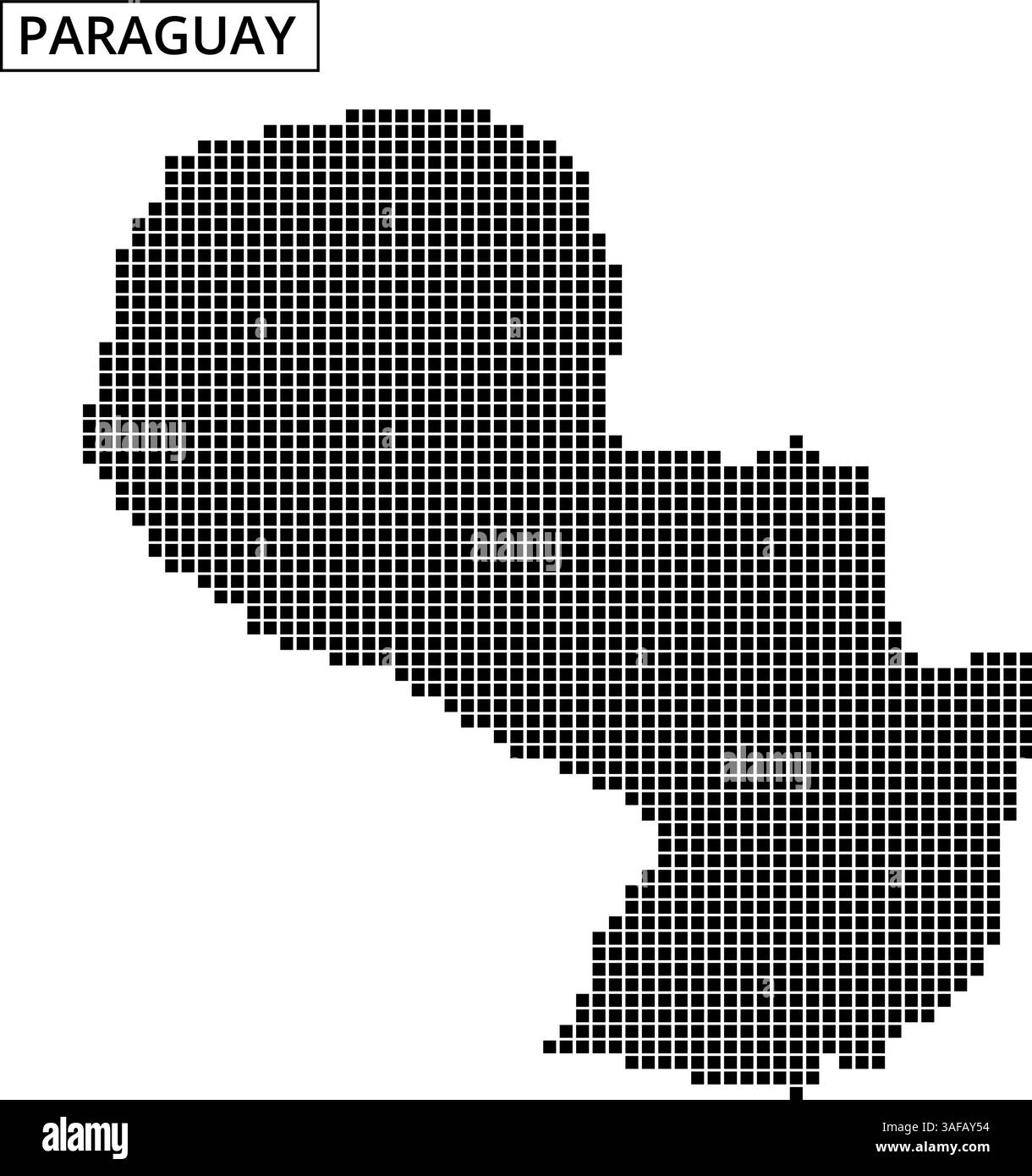 A dotted outline displays the shape of Paraguay, emphasizing its ...
