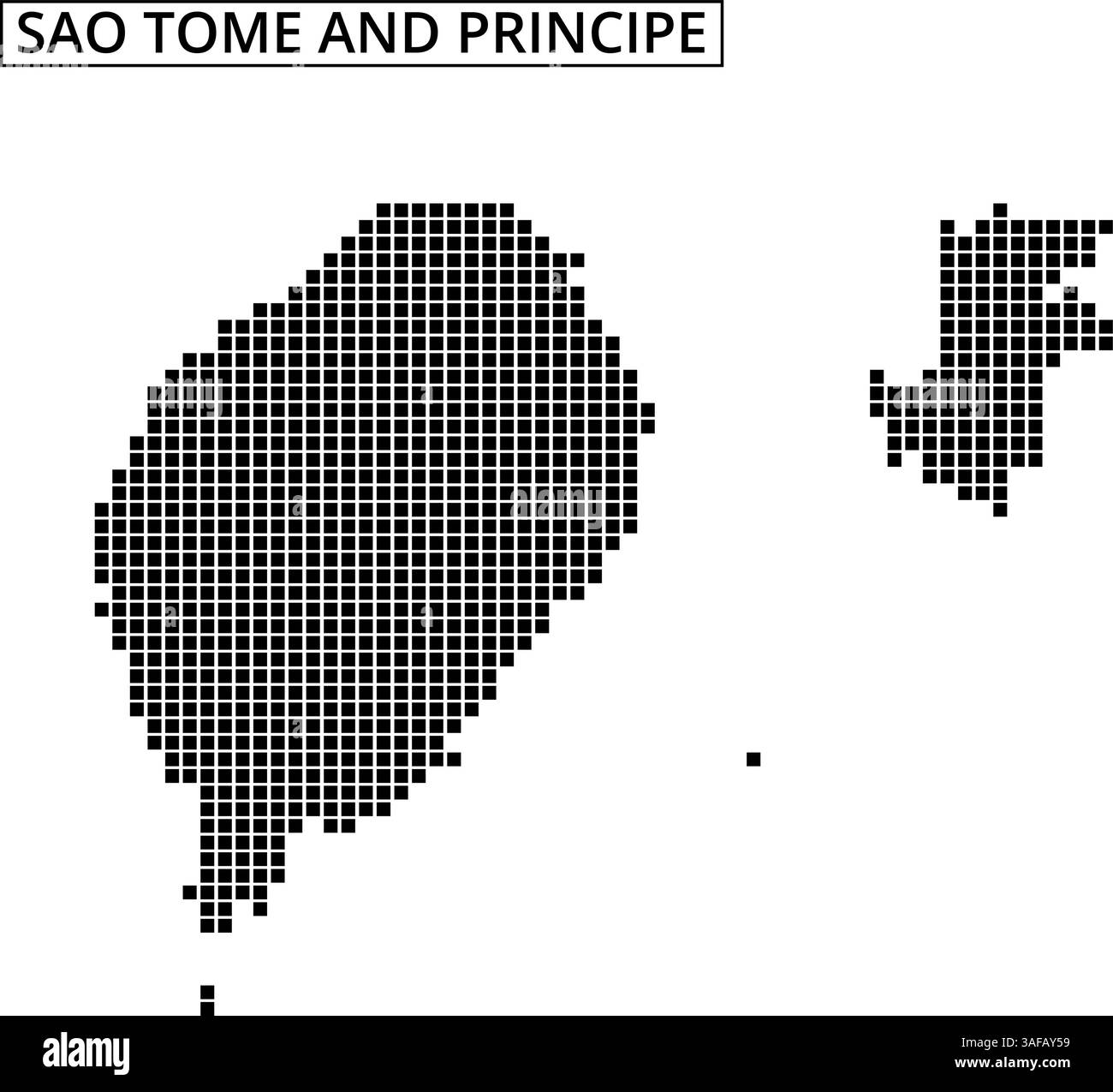 The graphic showcases a pixelated outline of Sao Tome and Principe ...