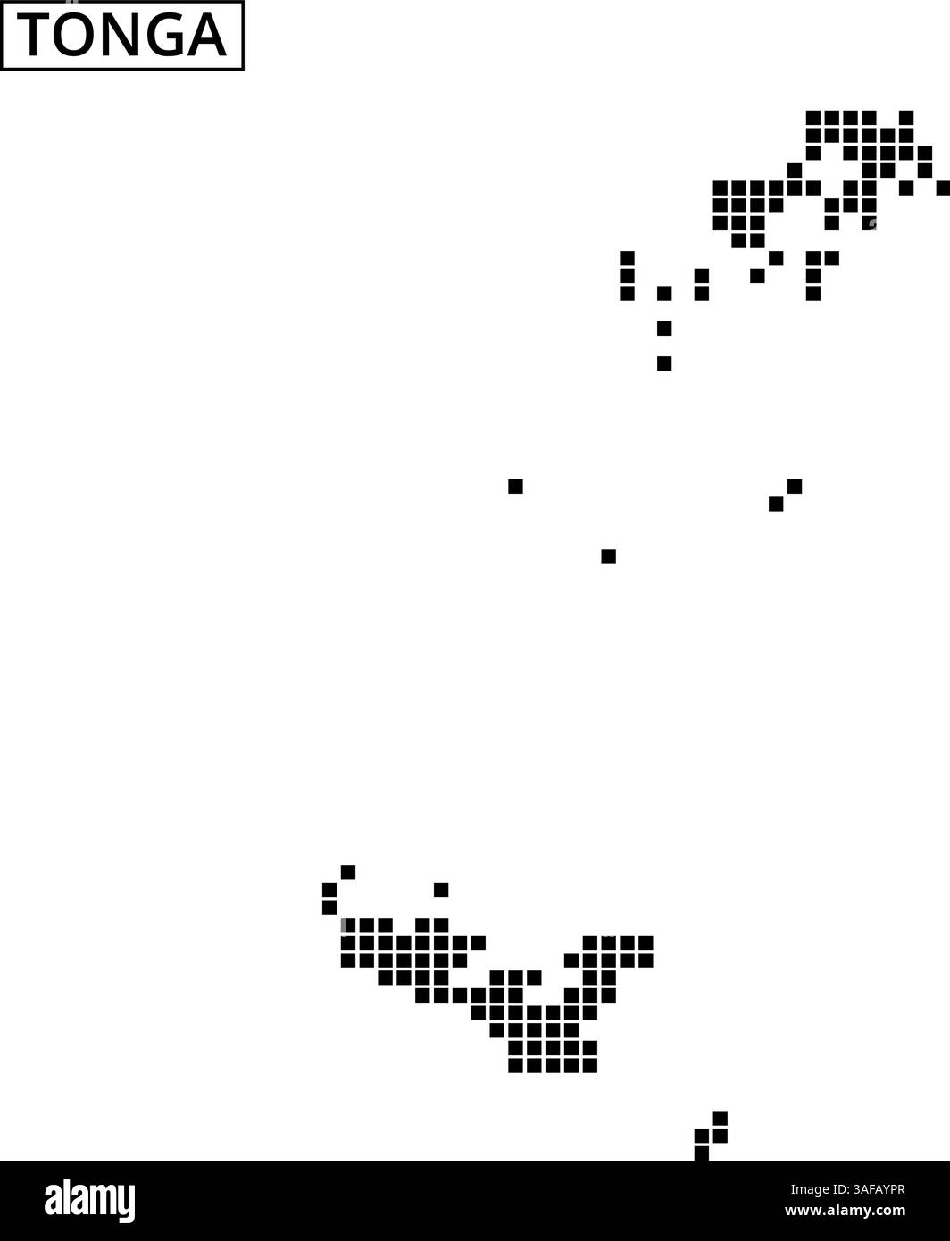 A detailed dot pattern outlines the islands of Tonga, emphasizing its ...