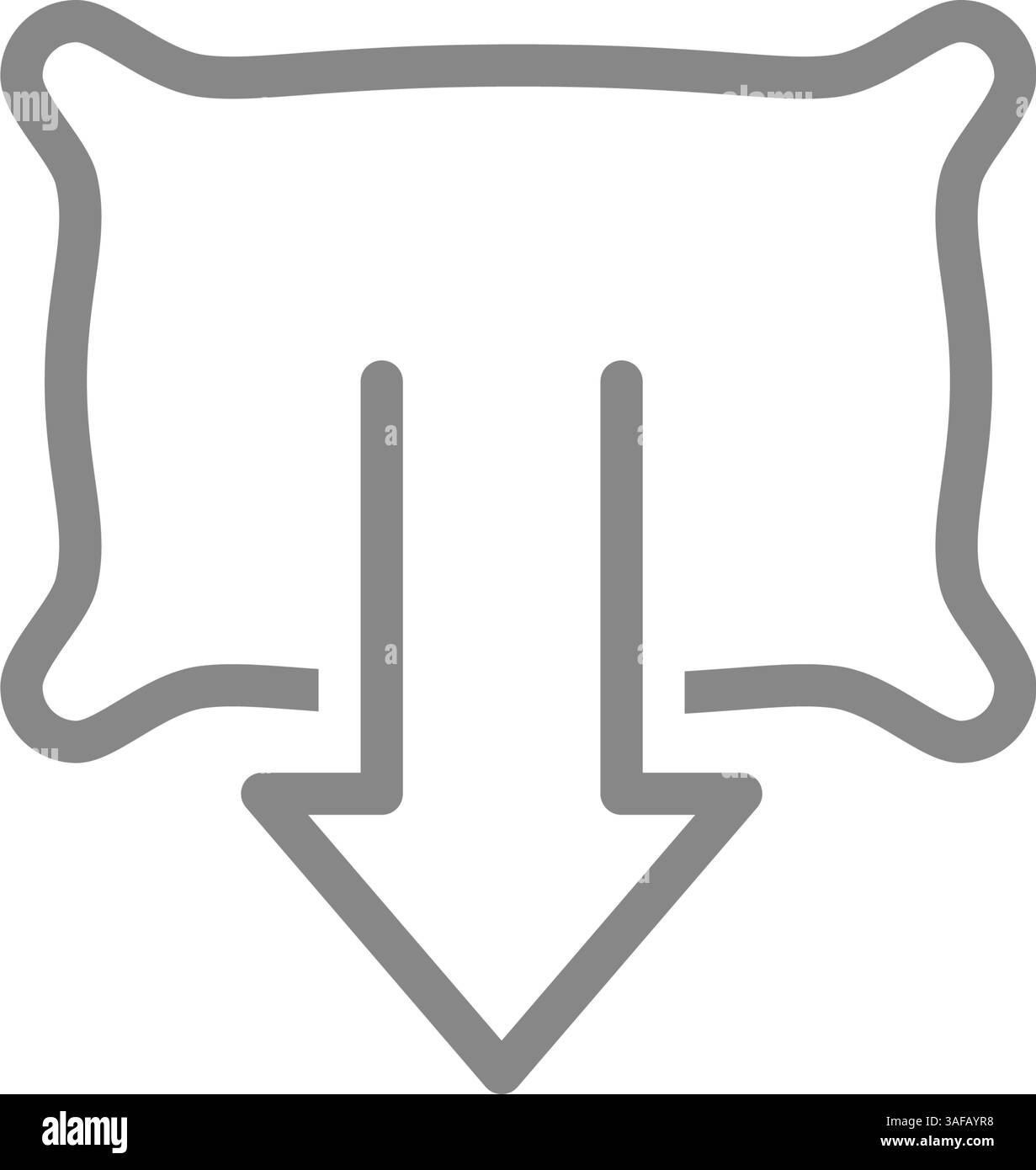 Pillow with a downward arrow line icon. Orthopedic pillow symbol ...