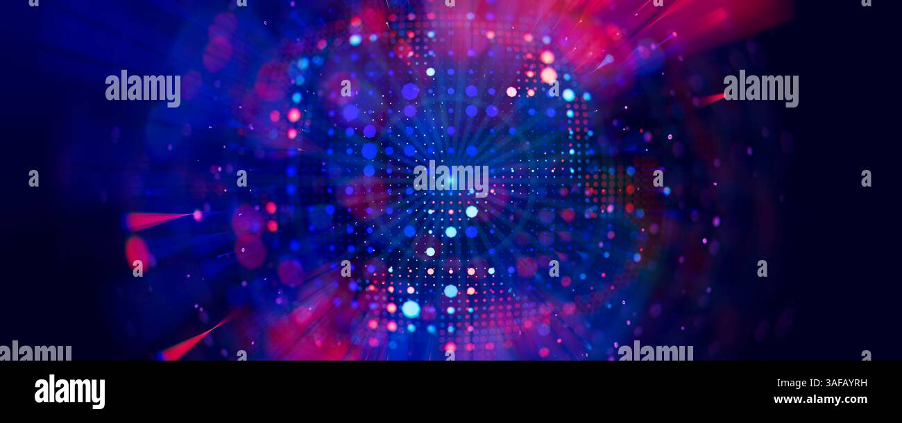 Abstract macro of quantum computing qubit cell. Subatomic patterns of ...
