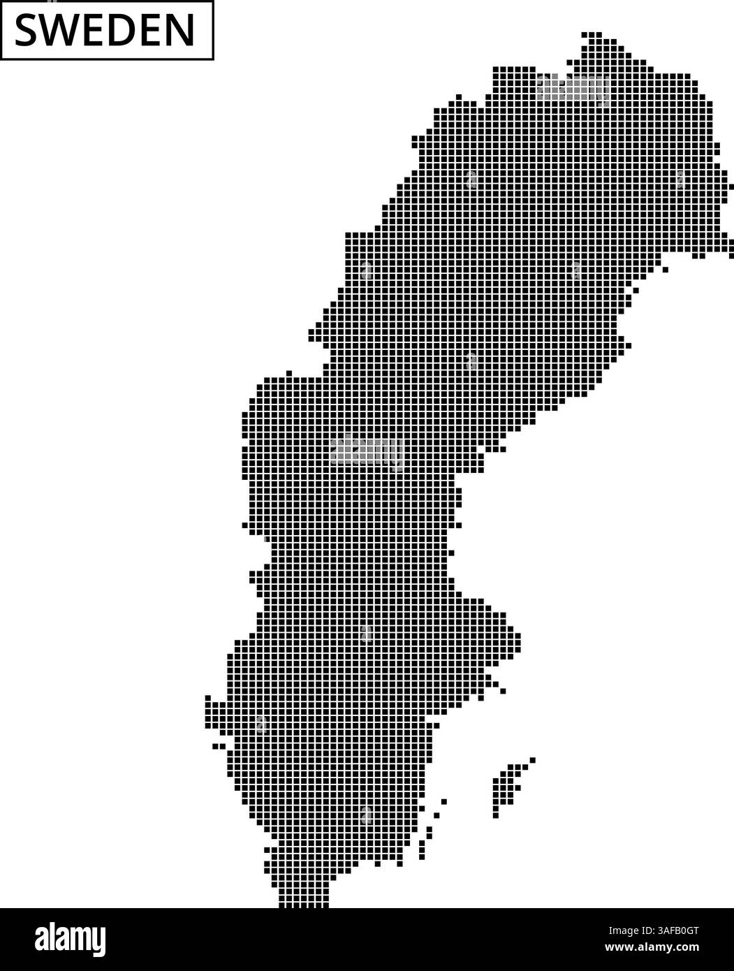 A map of Sweden is displayed using a dotted design, emphasizing its ...