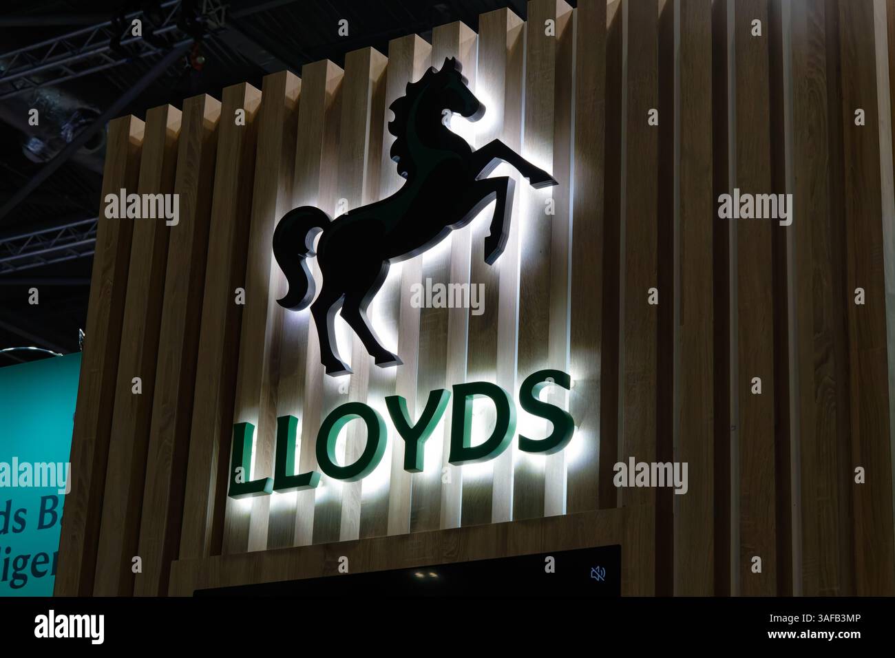 Lloyd bank logo on their stand at the Retail Technolgoy Show, Excel ...