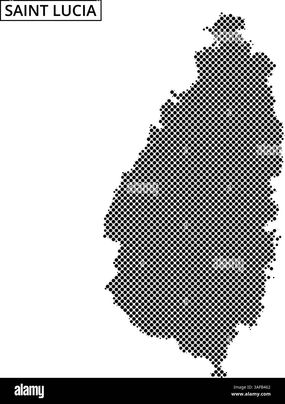 Detailed outline of Saint Lucia highlighting its unique shape and ...