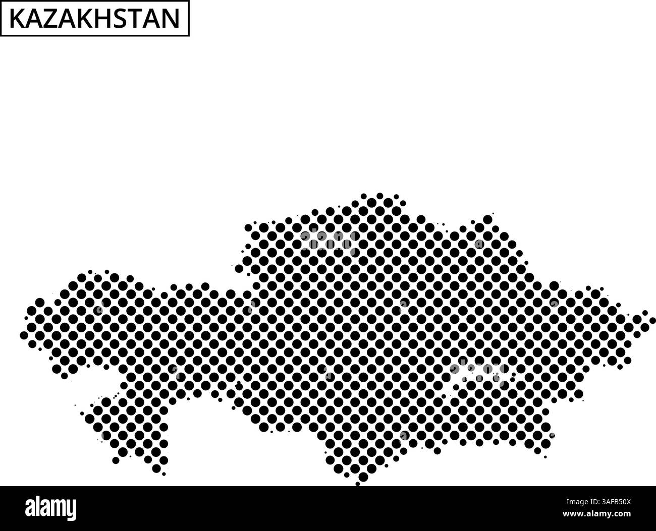 A dotted representation of Kazakhstan's map showcases its geographical ...