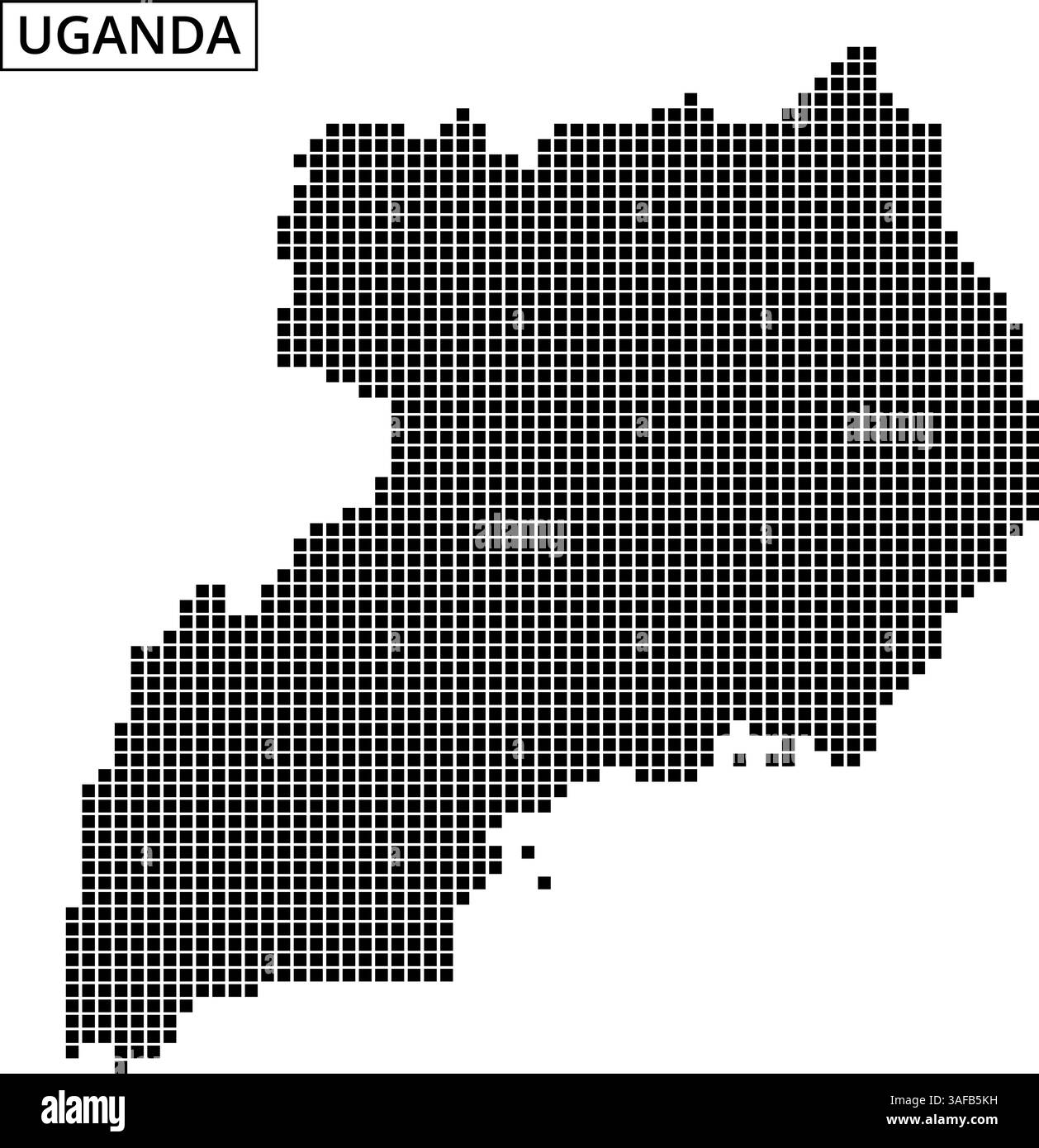 A map of Uganda illustrated with a dotted pattern, showcasing the ...