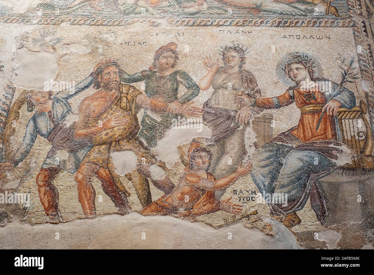 Mosaic in the House of Aion depicts musical competition between the ...