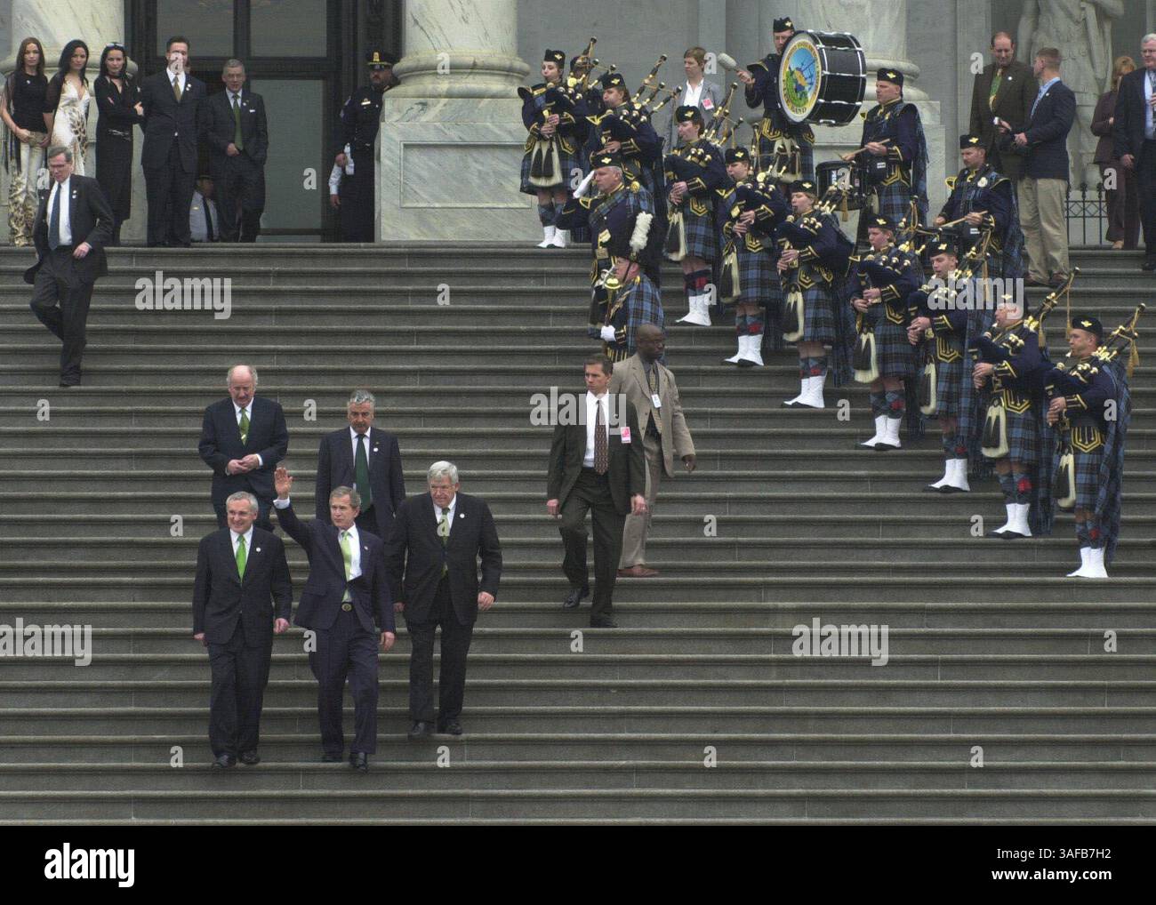President George W. Bush exits the U.S. Capitol with Irish Prime ...