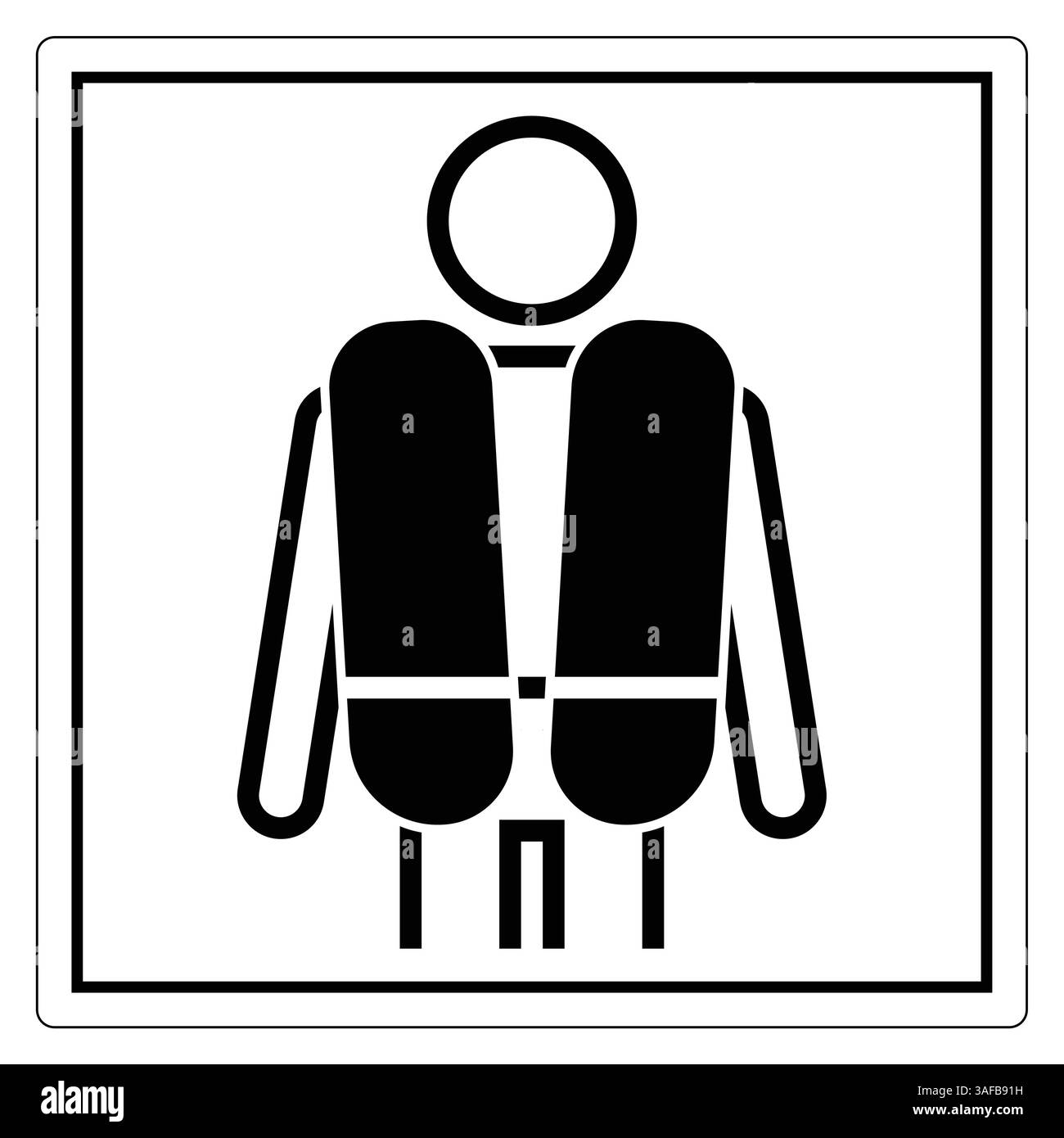 Black and White Symbol of Lifesaver Vest Person for Safety Signage in ...