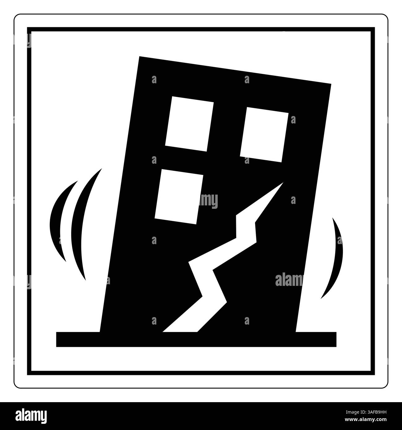 Earthquake Warning Sign Illustrating Building Distress and Structural ...