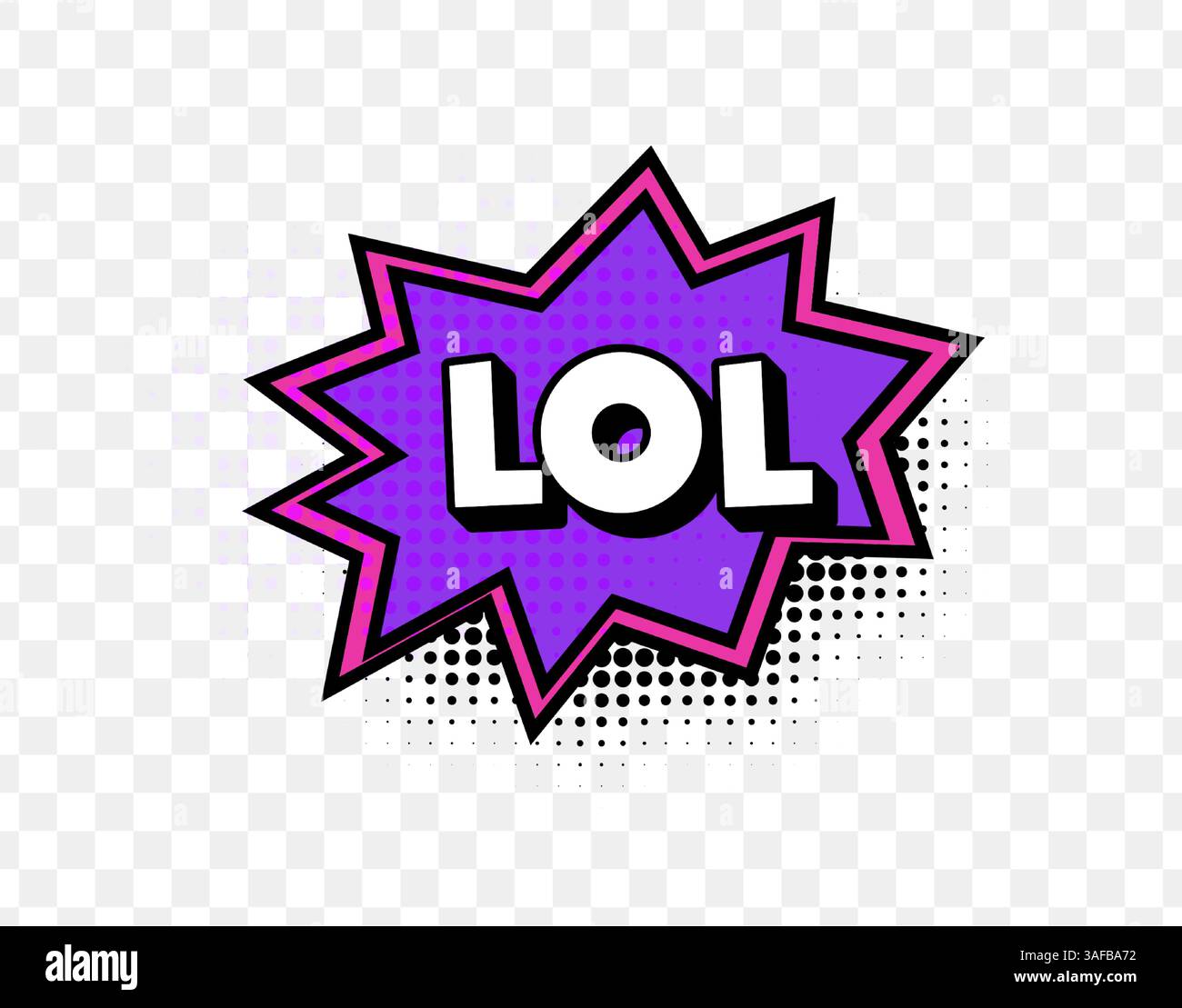 LOL Comic Style Text With Purple Starburst, Bold Font, And Halftone ...