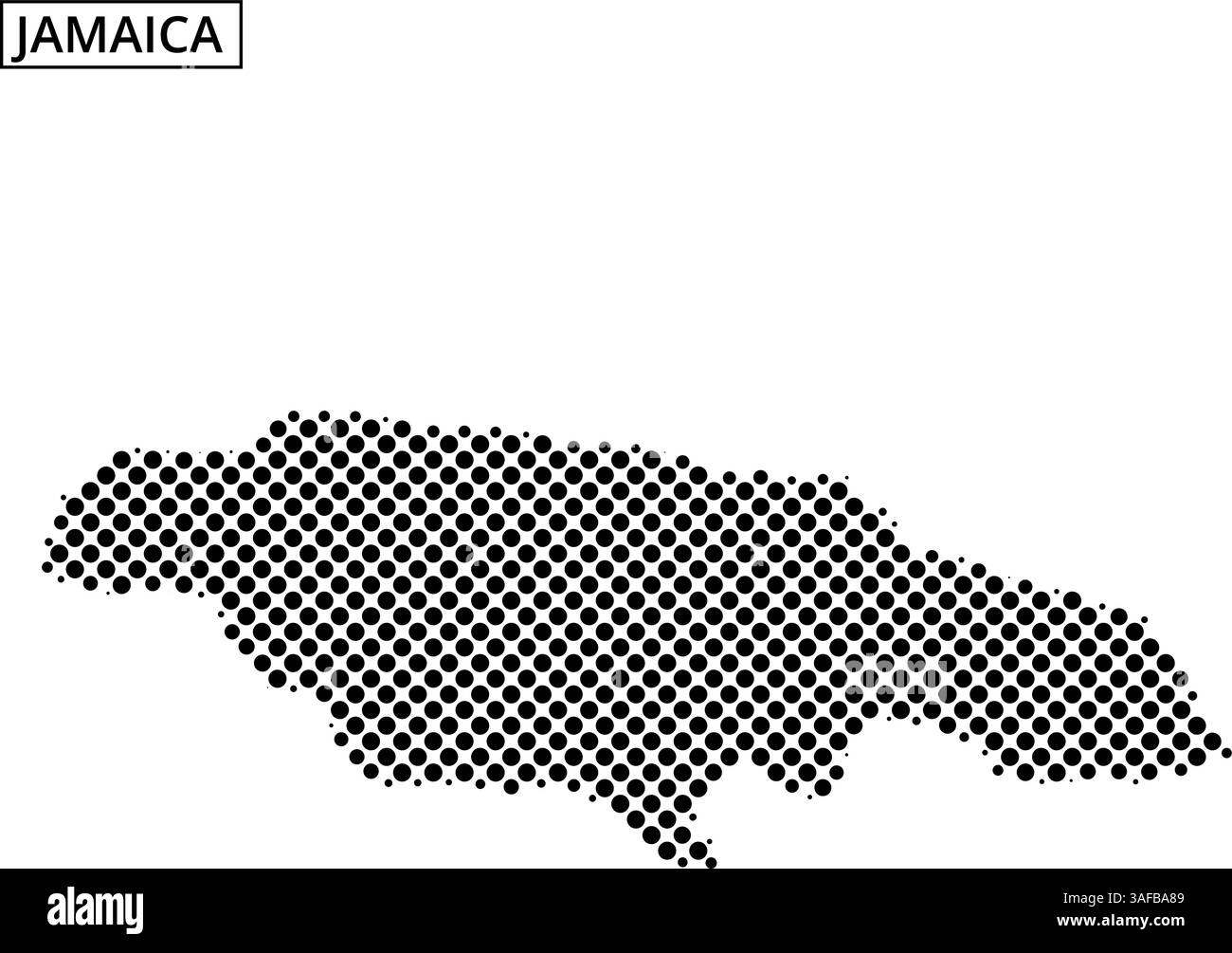 Dotted pattern outlines the shape of Jamaica on a plain white ...