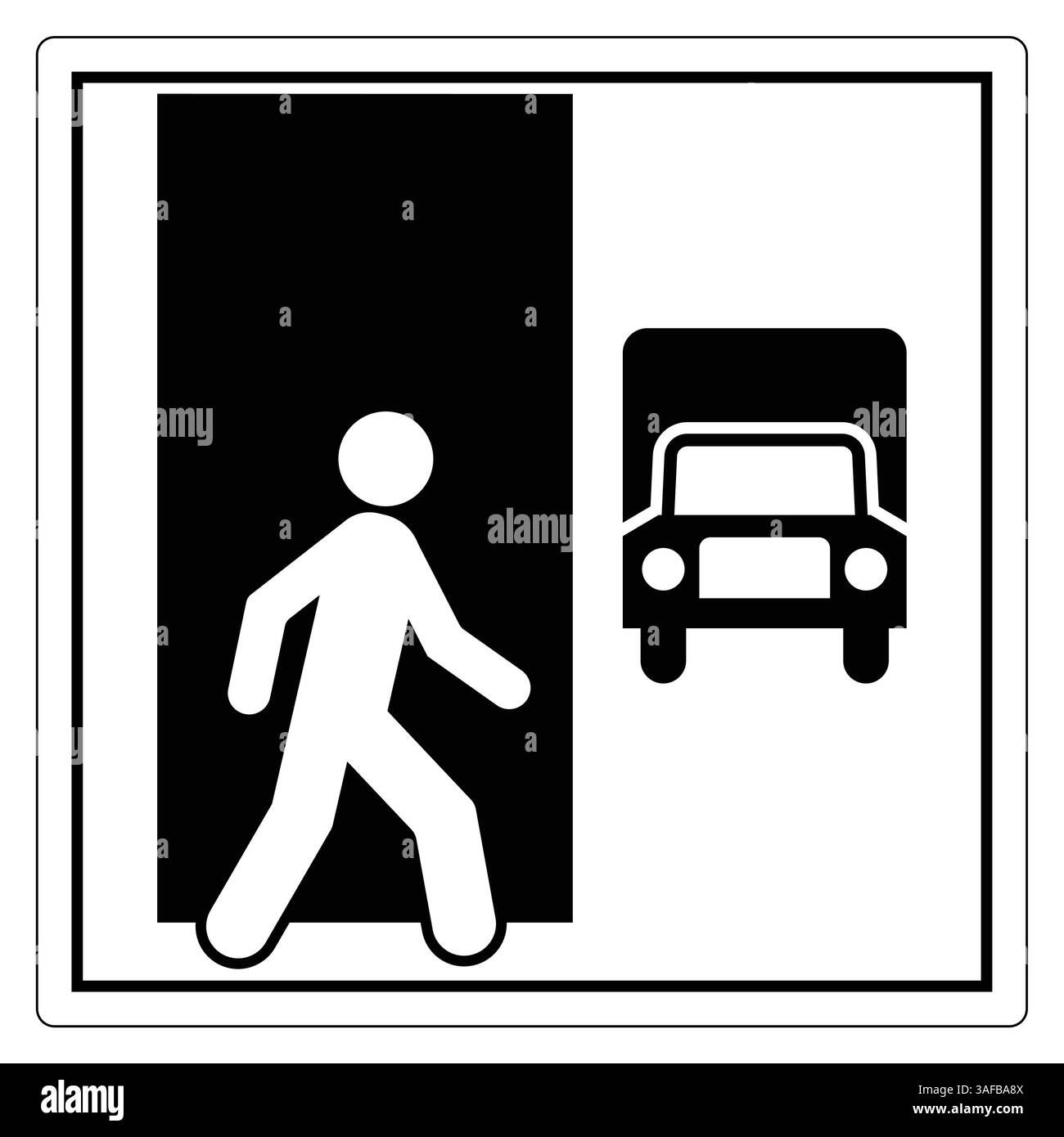 Pedestrian and Vehicle Sign Indicating Walkway Access Near Roadway ...