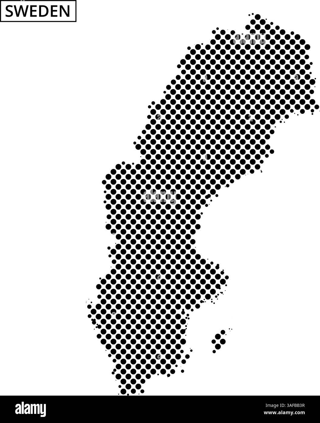 A map of Sweden is displayed using a dotted design, emphasizing its ...
