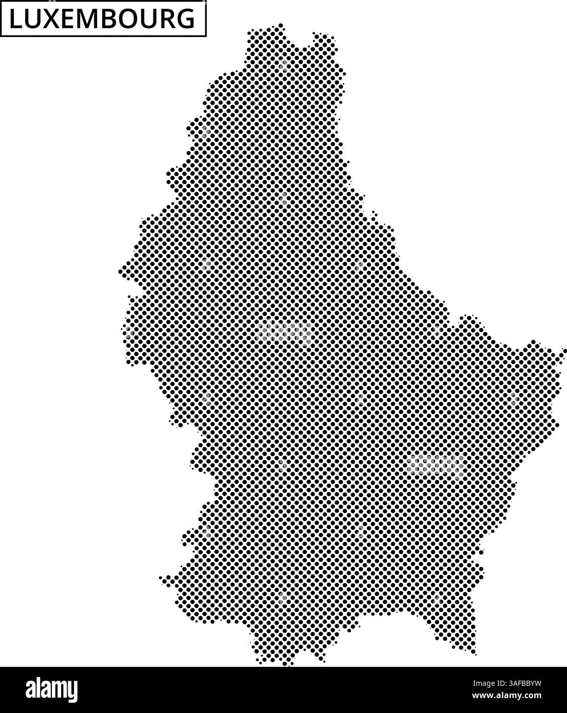 This map displays Luxembourg's outline in a unique dotted design ...