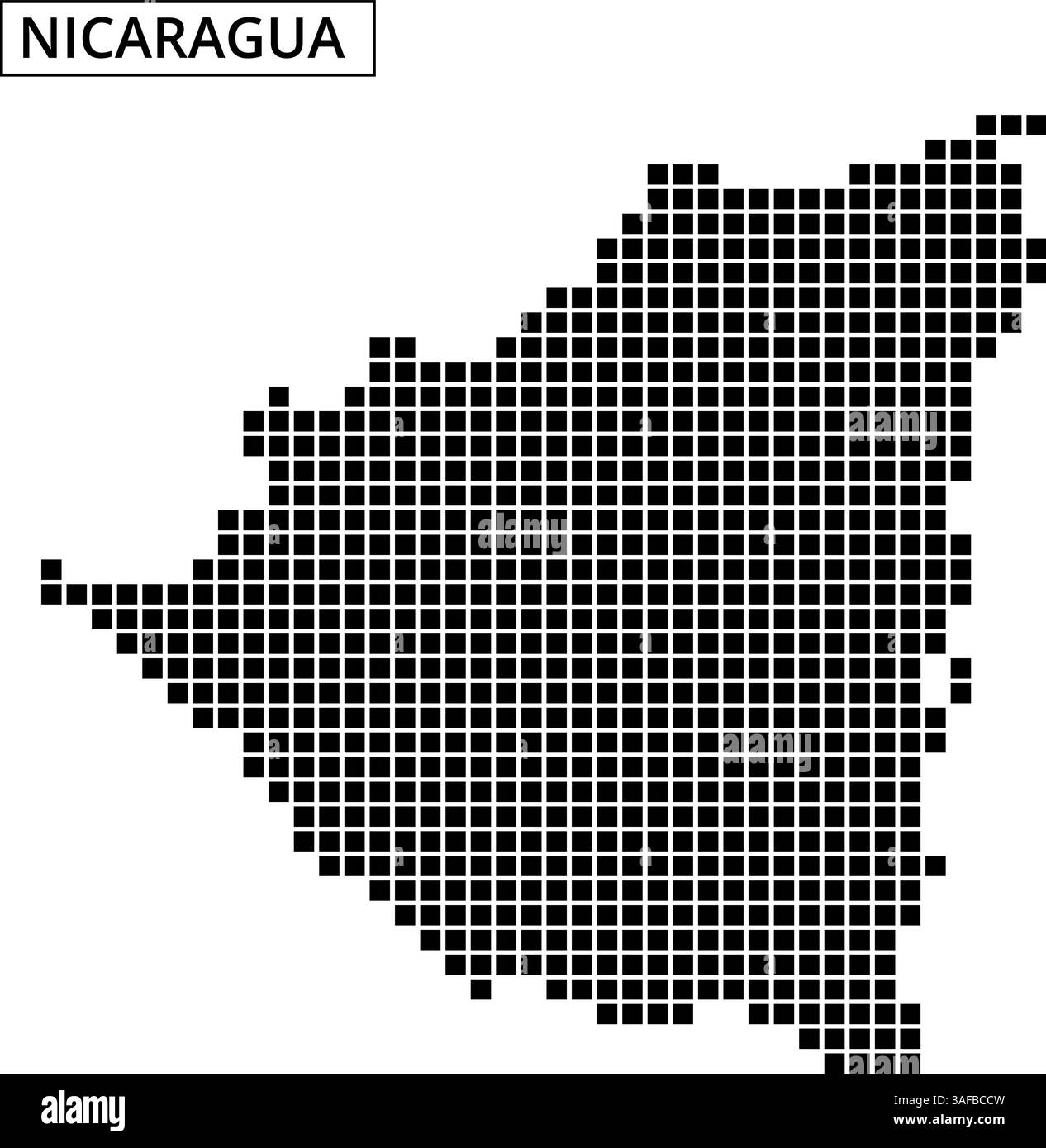 A unique dot pattern map of Nicaragua, highlighting its geographic ...