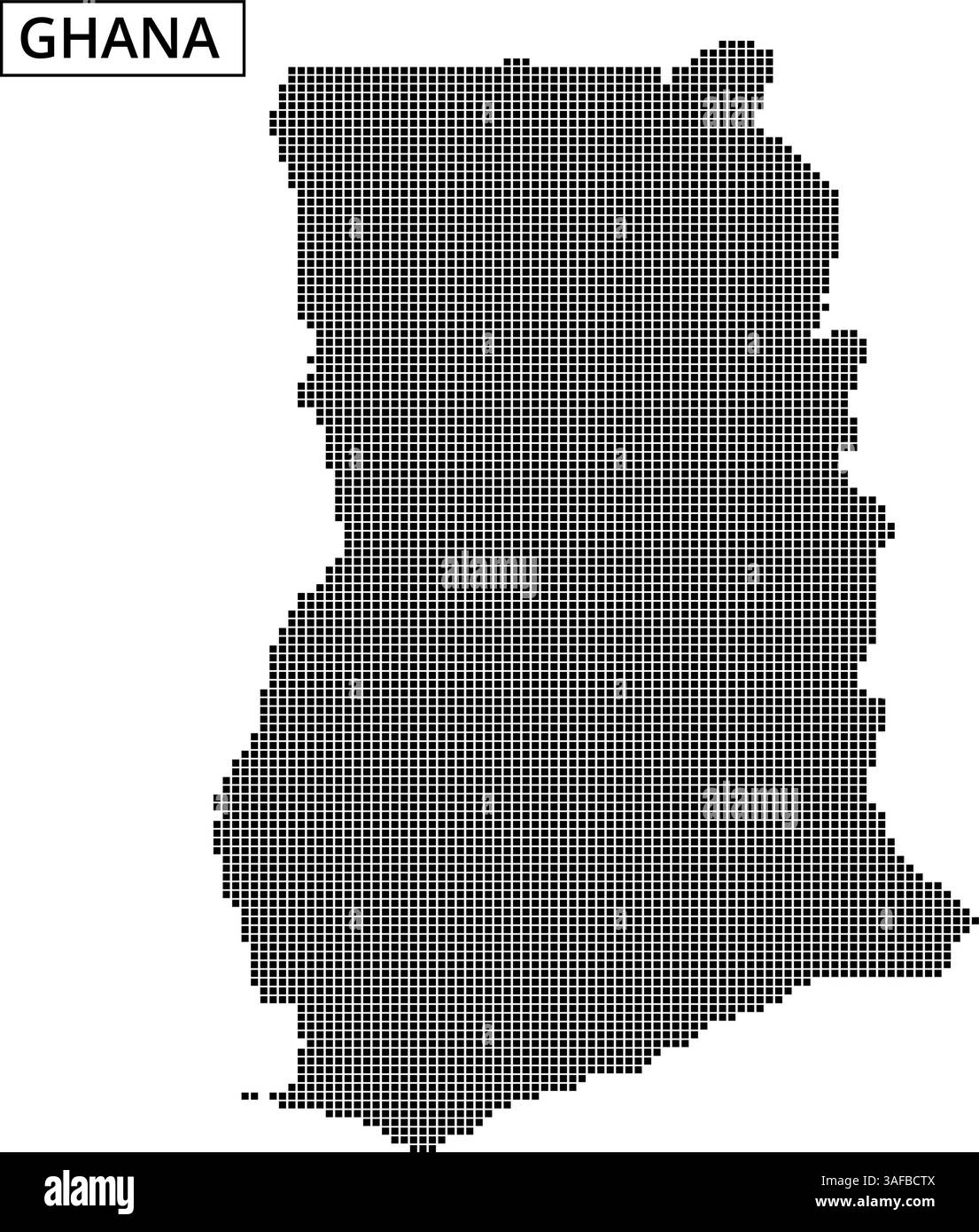 This artwork displays a dotted map of Ghana, emphasizing its unique ...