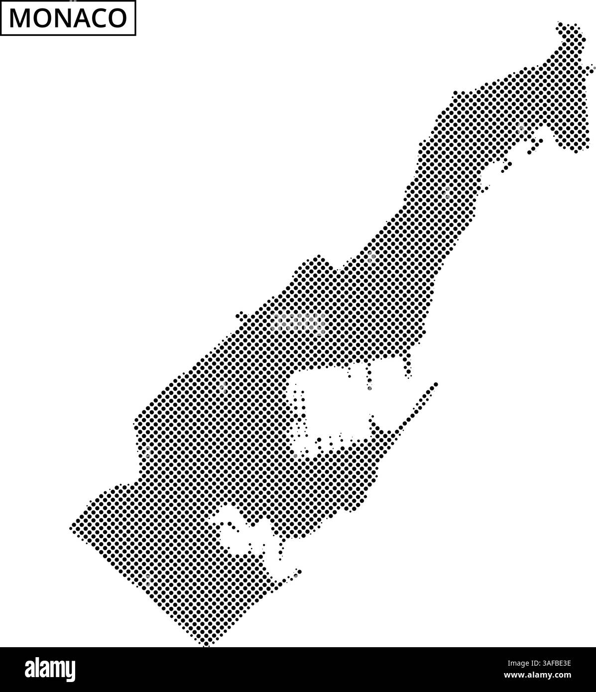 An artistic representation of Monaco's map outline using a dotted ...