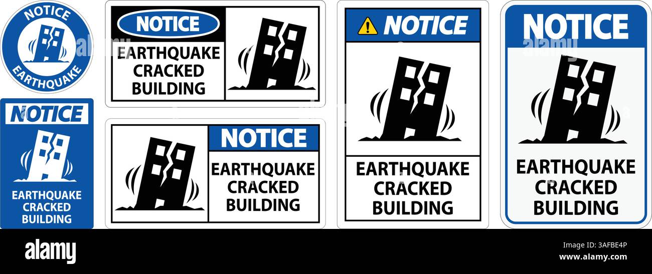 Earthquake Notice Sign with Cracked Building Stock Vector Image & Art ...