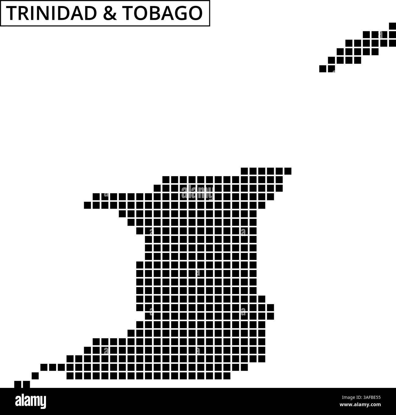 This map outline of Trinidad and Tobago displays a dotted pattern ...