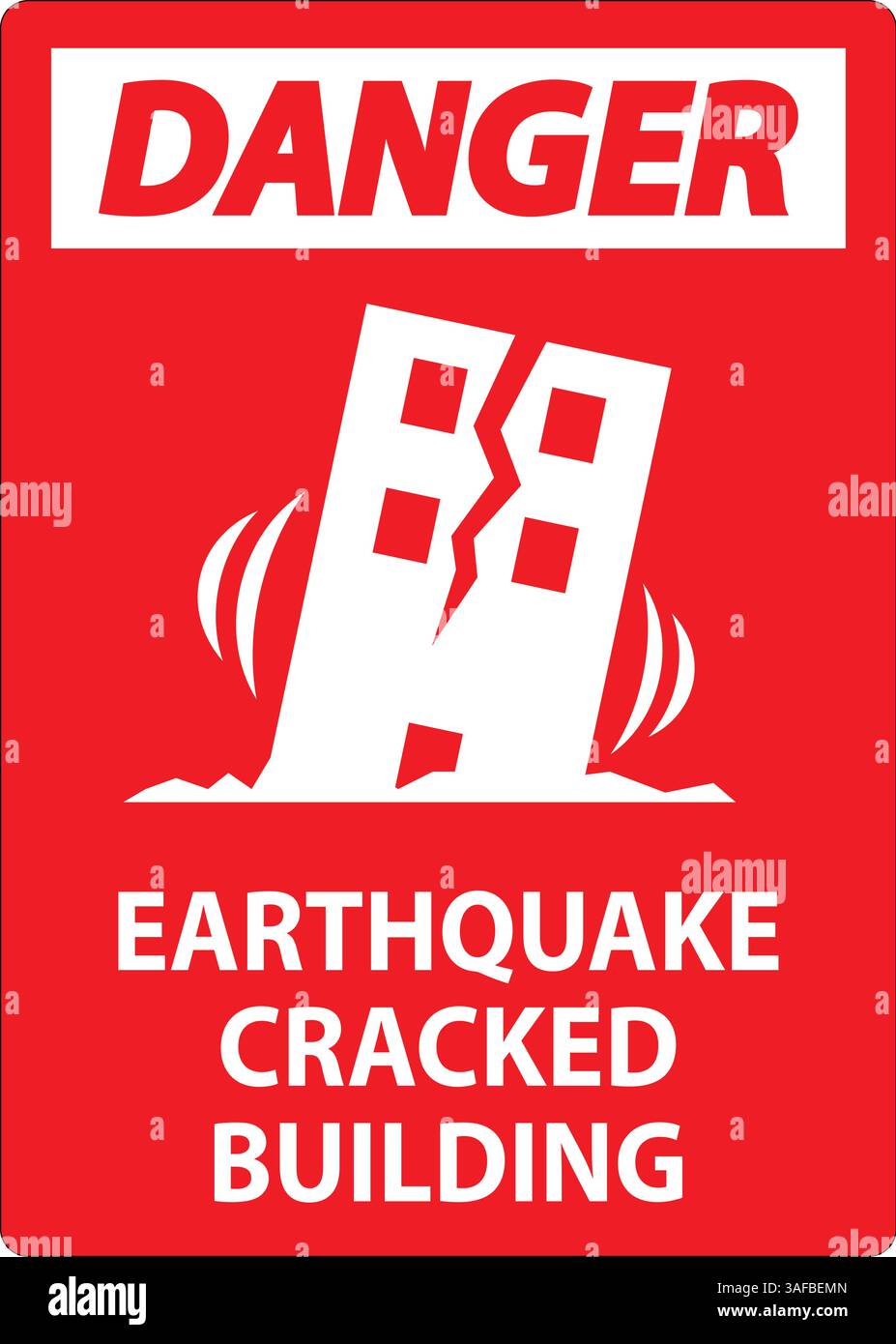 Earthquake Danger Sign with Cracked Building Stock Vector Image & Art ...