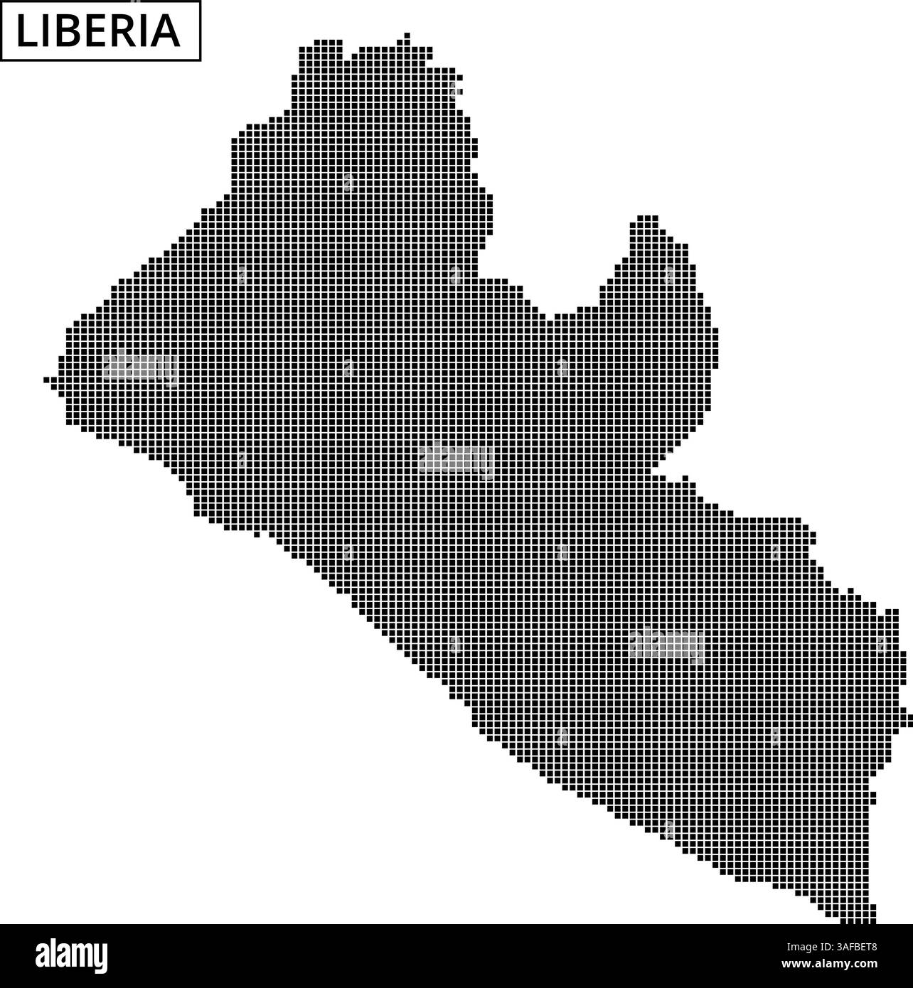 A dot pattern illustration outlines the map of Liberia, emphasizing its ...