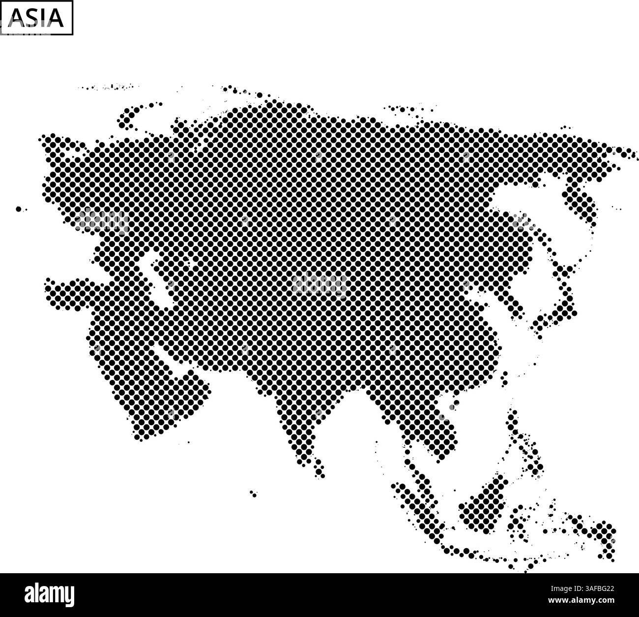 A dot pattern map outlines the geographical boundaries of Asia ...