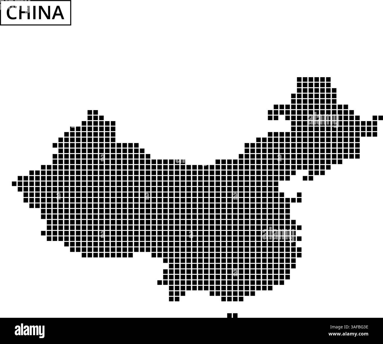 A dotted outline of China highlights its geographic shape and key ...