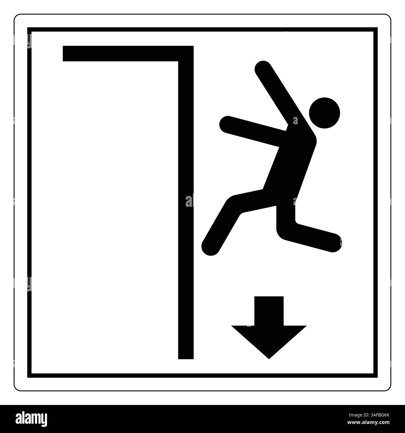 Caution Falling Hazard Sign with Simple Icon of Person Climbing and ...