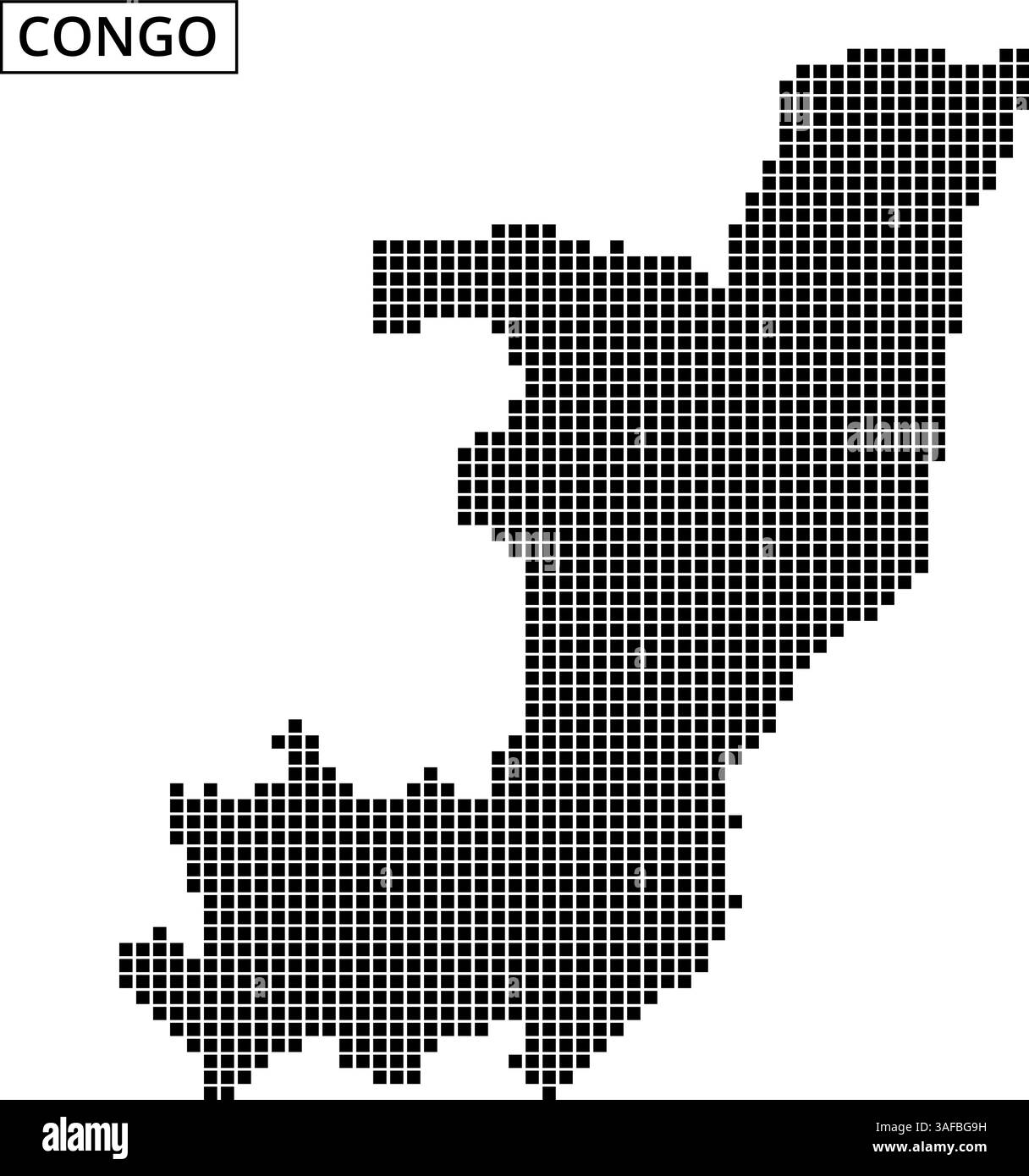 The dotted outline of Congo highlights the country's shape and ...