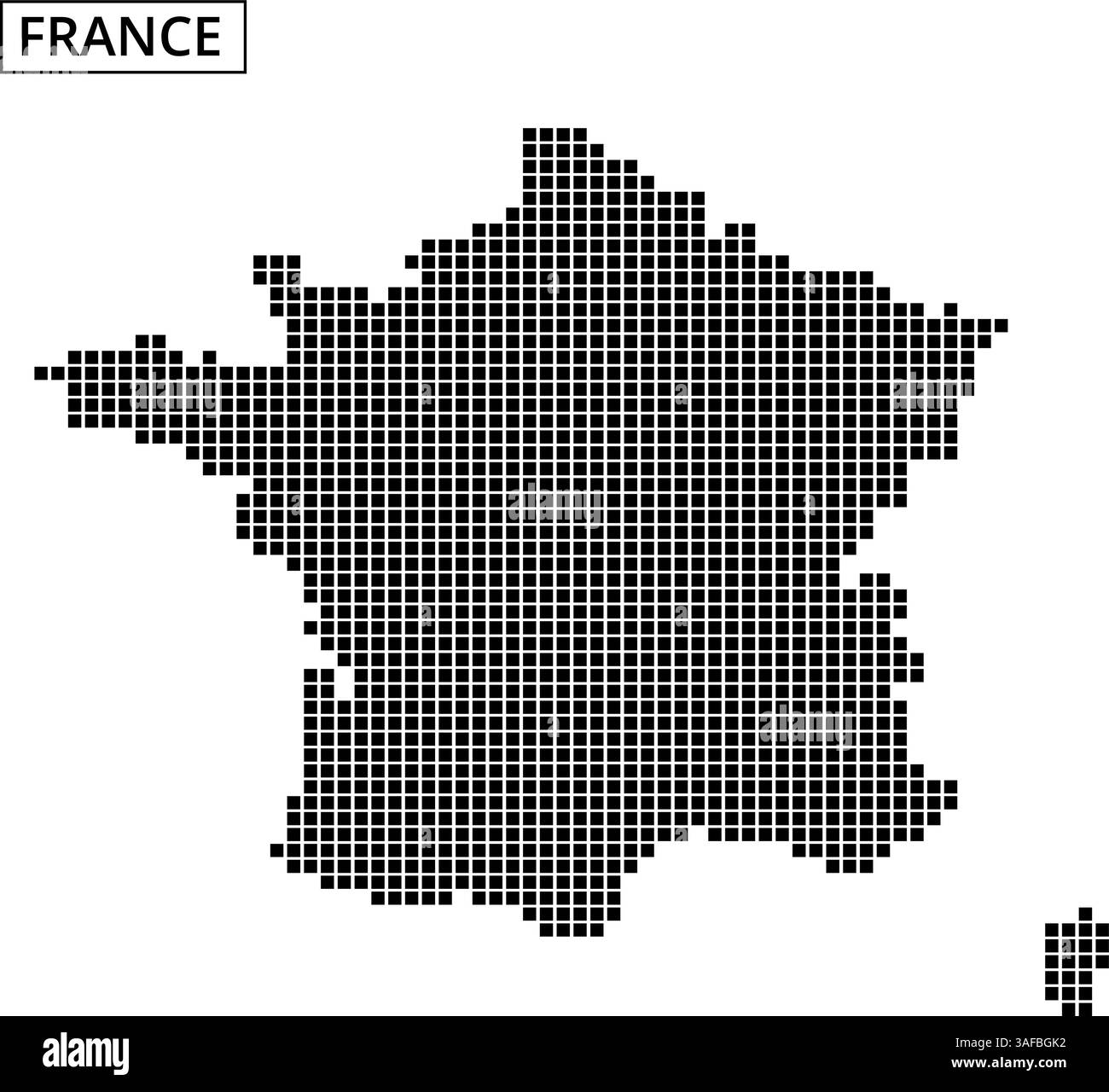 Detailed representation of France using black dots to form its ...