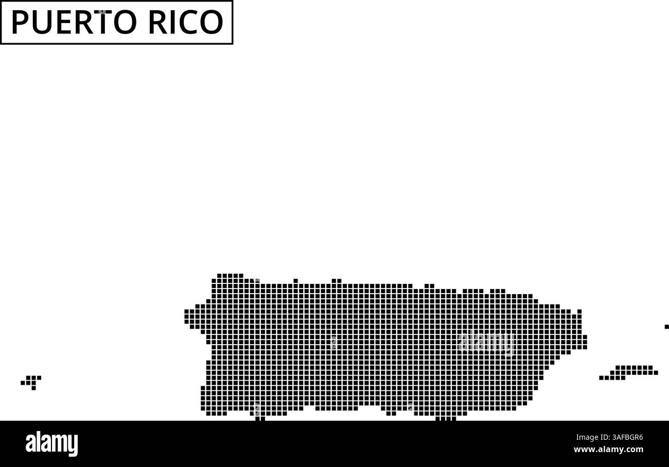 A creative map of Puerto Rico showcased with a dotted pattern and wavy ...