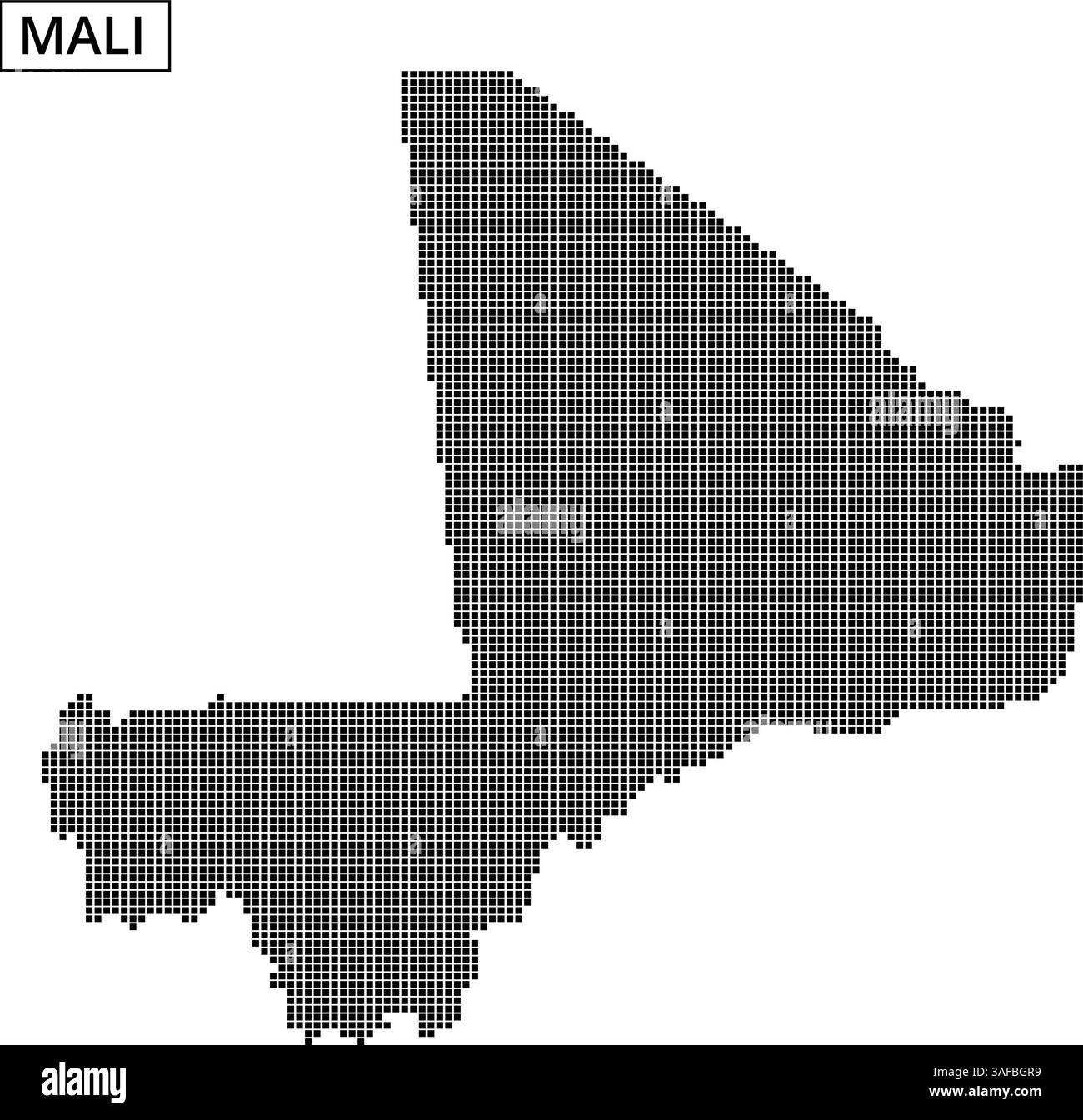 A dotted map displays the outline of Mali, highlighting its ...
