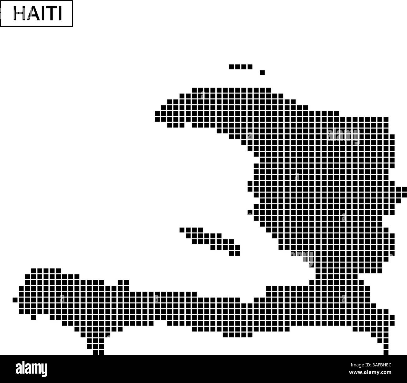 This map showcases the outline of Haiti in a dotted texture against a ...