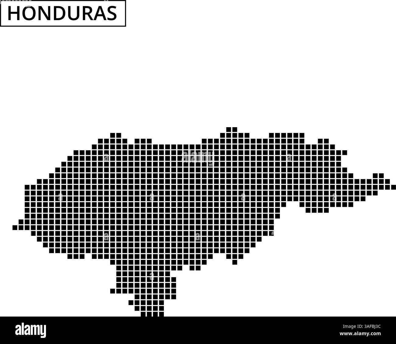 A detailed outline of Honduras created using a dot pattern, emphasizing ...