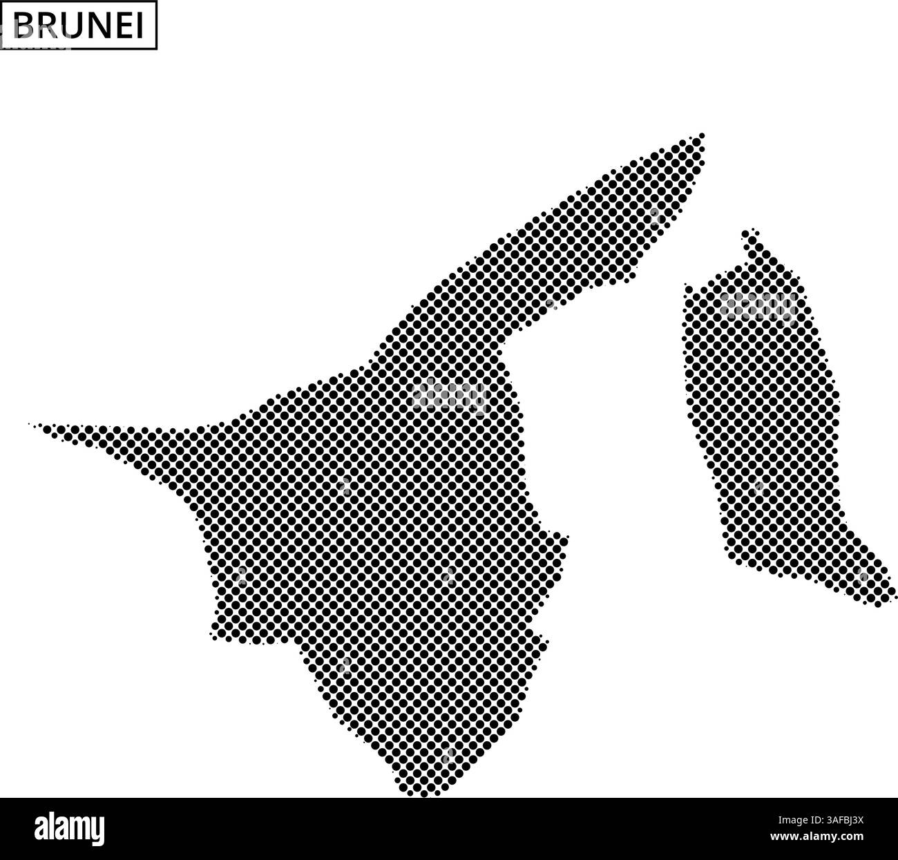 Dot pattern map of Brunei highlighting its geographic shape and ...