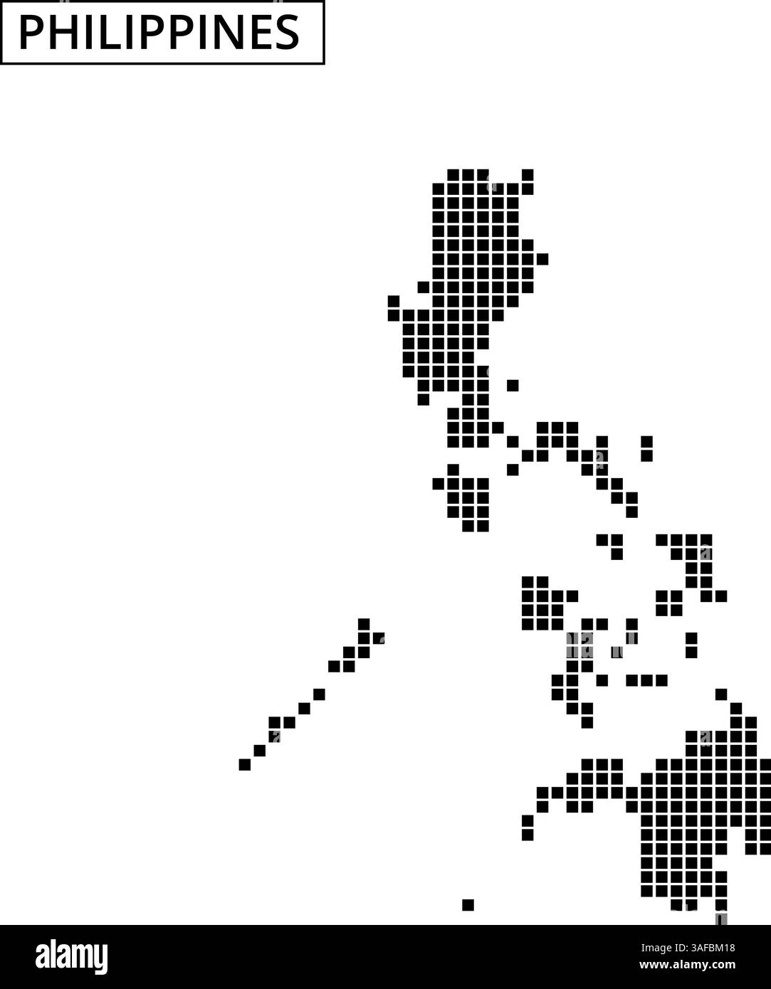 A dotted map representing the shape of the Philippines, focusing on its ...