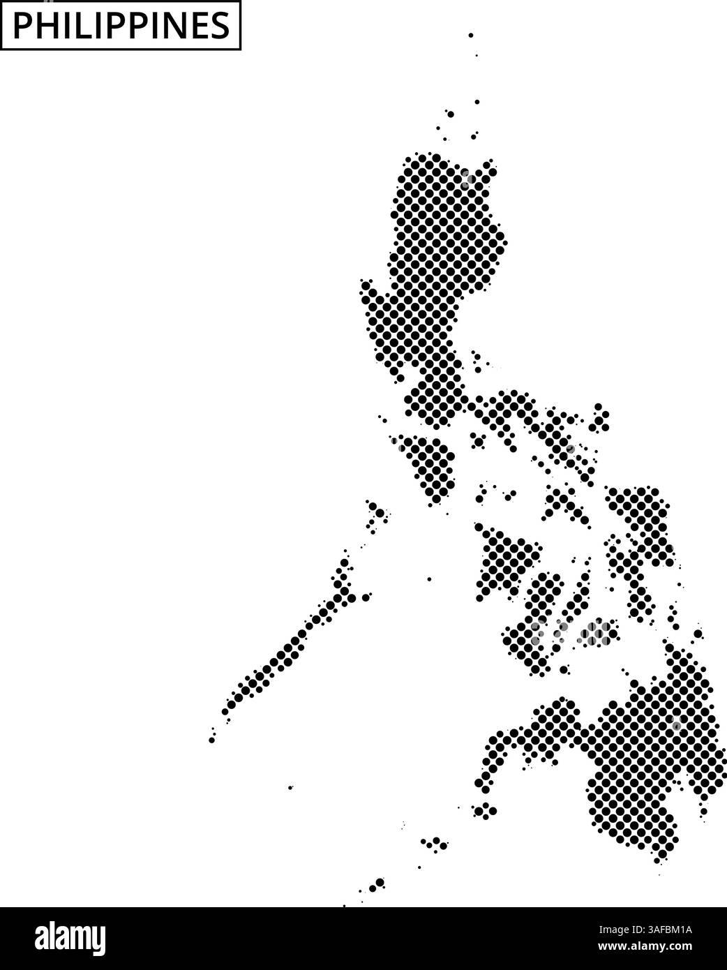 A dotted map representing the shape of the Philippines, focusing on its ...