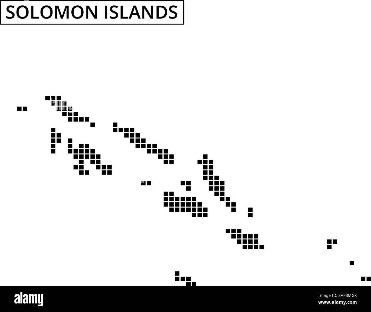 Detailed outline of the Solomon Islands showcasing its geographical ...