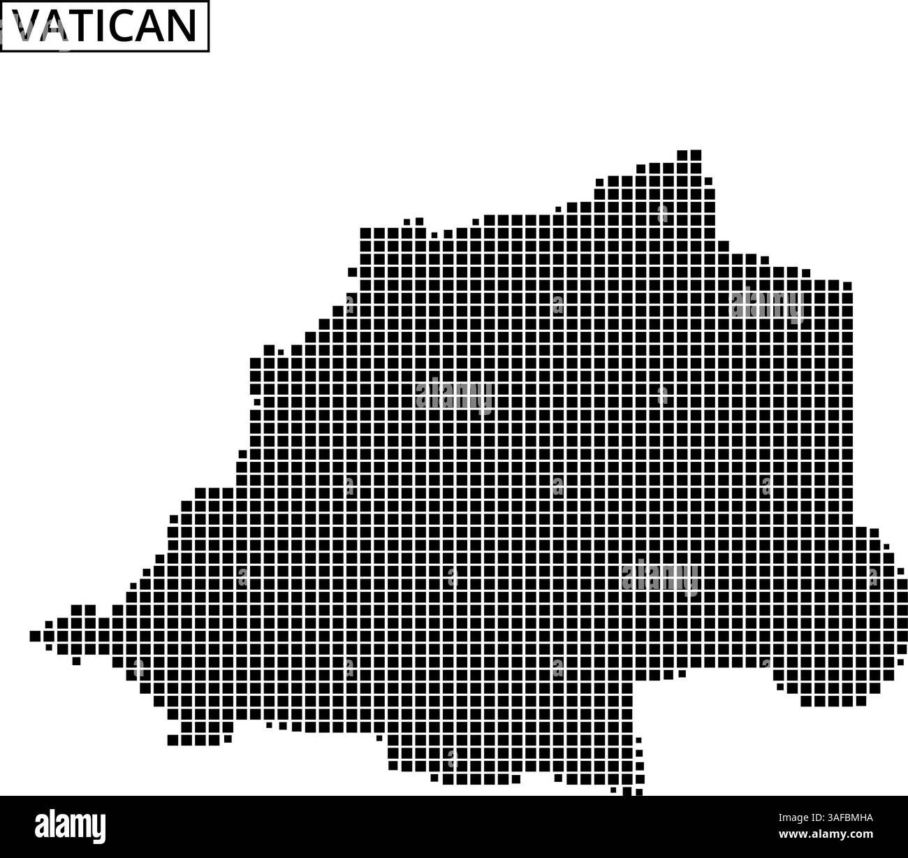 A black grid outline of Vatican City illustrates its unique shape on a ...